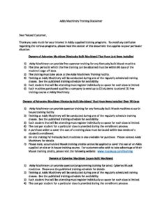training-disclaimer | Addy Machinery